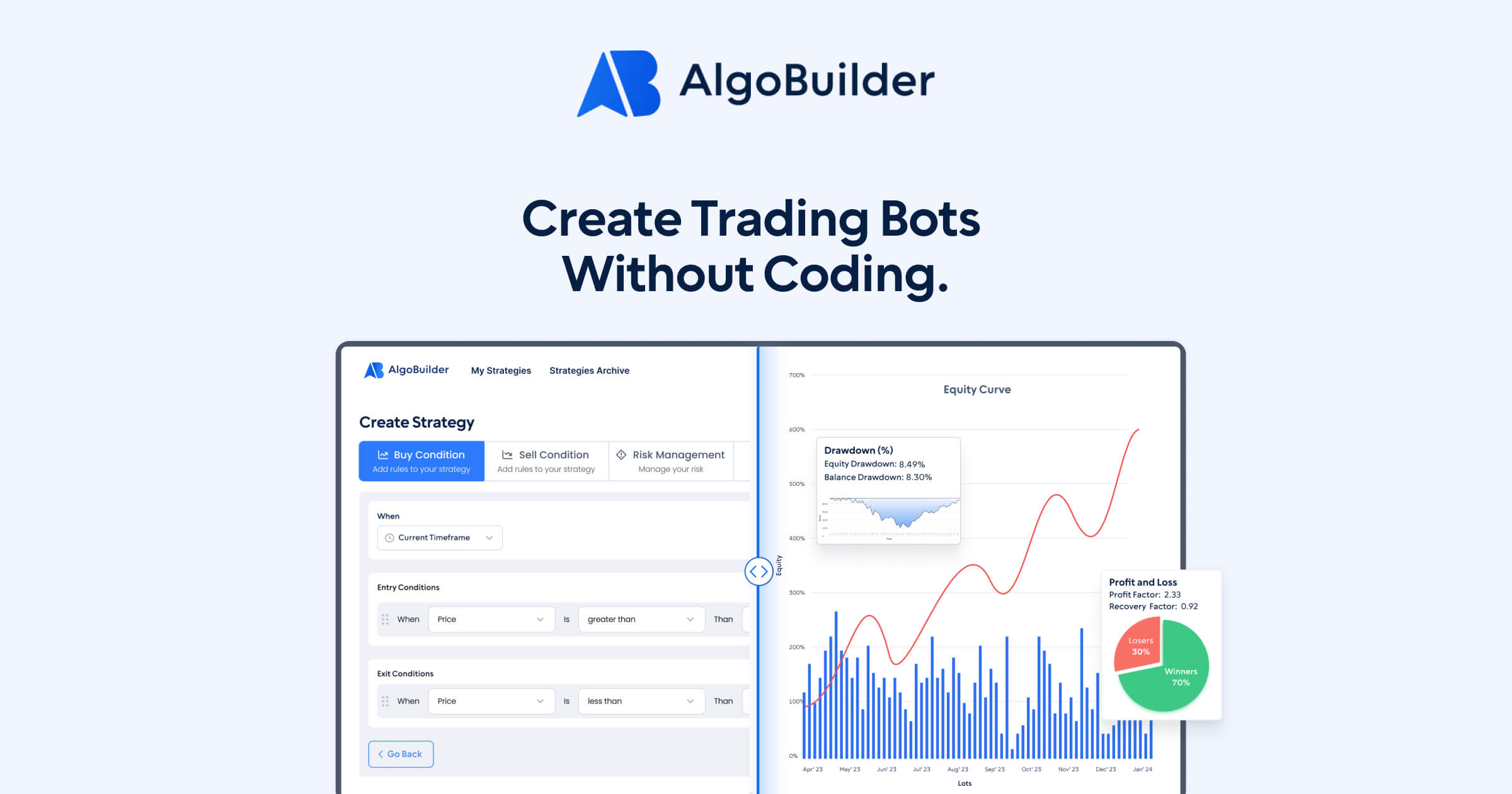 AlgoBuilder - Create Trading Bots Without Code